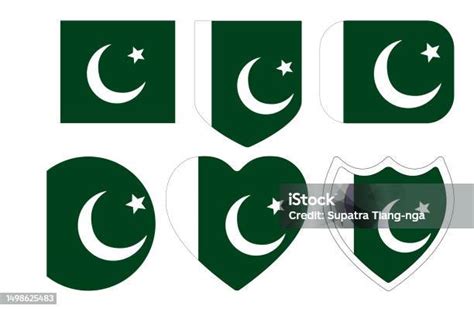 모양 세트에 파키스탄의 국기입니다 모양에 파키스탄 국기가 설정되어 있습니다 0명에 대한 스톡 벡터 아트 및 기타 이미지 0명 3차원 형태 Pakistan Muslim