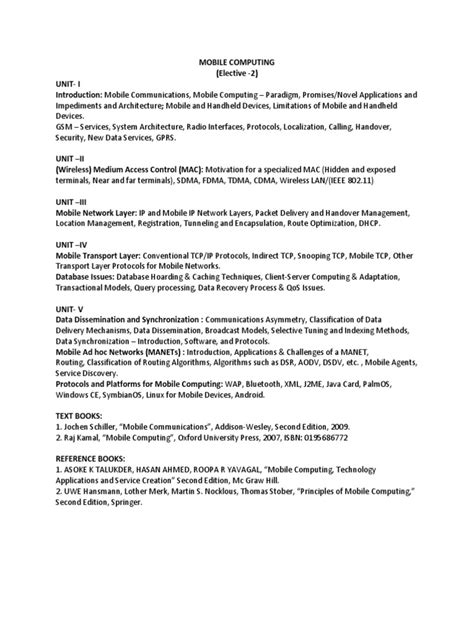 Mobile Computing Syllabus Pdf