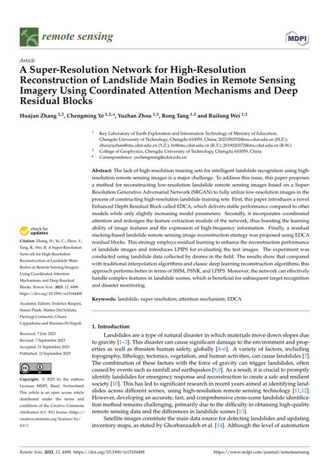 Pdf A Super Resolution Network For High Resolution Reconstruction Of Landslide Main Bodies In