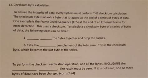Solved 13 Checksum Byte Calculation To Ensure The Integrity