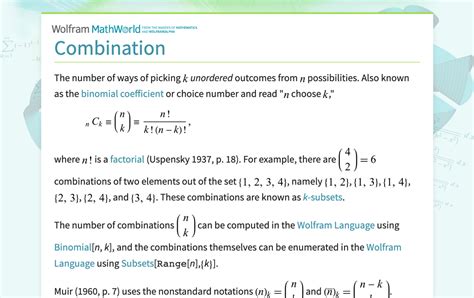 Combination From Wolfram Mathworld