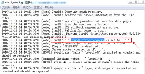 Win7xampp集成环境下mysql数据库，当存储引擎设置为innodb时出现错误码1036 Table Is Read Only的解决