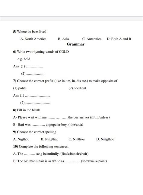 Grammar Write Two Rhyming Words Of COLD E G Bold Ans