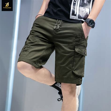 กางเกงขาสั้นผู้ชาย กางเกงสามส่วนชาย กางเกงลำลองขาสั้น กางเกงขาสั้น 5 ส่วน 6 กระเป๋า มีเชือกปรับ