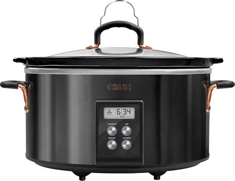 Crux 6 Quart Programmable Digital Slow Cooker With 20 Hour Digital