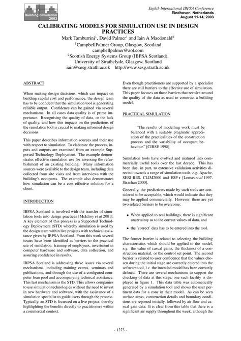 pdf calibrating models for simulation use in design practices