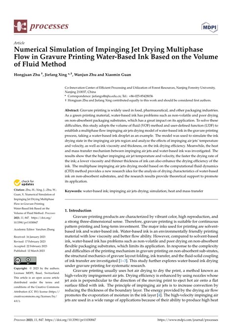 Pdf Numerical Simulation Of Impinging Jet Drying Multiphase Flow In Gravure Printing Water