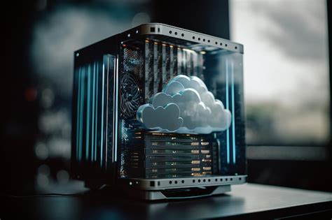 Premium AI Image Linking Computer To Cloud With Server Connection