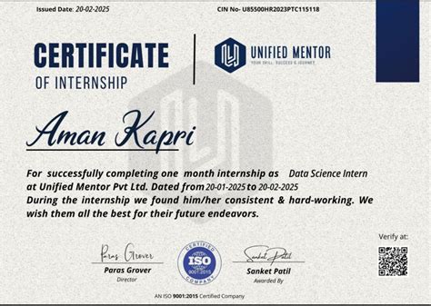 Datascience Machinelearning Sql Python Internship Careergrowth Aman Kapri