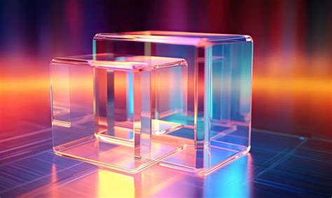 Abstract 3d Composition Of Floating Translucent Cubes Against A Blurred Gradient Background