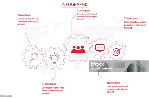 5 옵션 비즈니스 Infographic 템플릿 기어 모양 추상 요소 다이어그램 부품 또는 프로세스와 비즈니스 플랫 아이콘 프레 젠 테이 션에 대 한 벡터 비즈니스 서식 파일