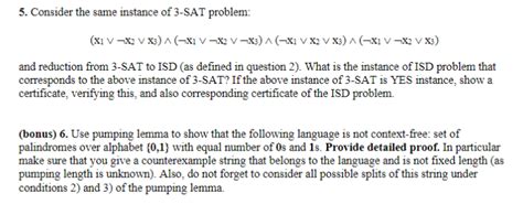 Solved 5 Consider The Same Instance Of 3 Sat Problem