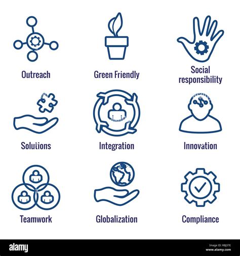 Core Values Outline Or Line Icon Conveying Integrity And Purpose Stock