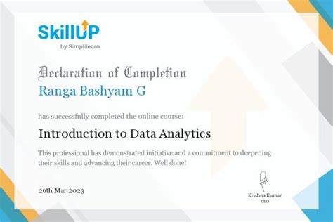 Ranga Bashyam On Linkedin Ranga Bashyam G Has Successfully Completed