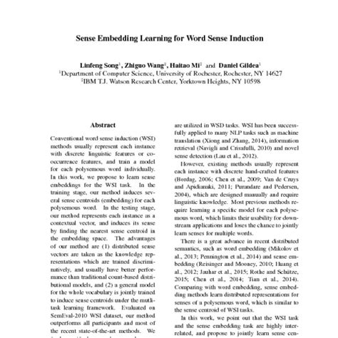 Sense Embedding Learning For Word Sense Induction Acl Anthology