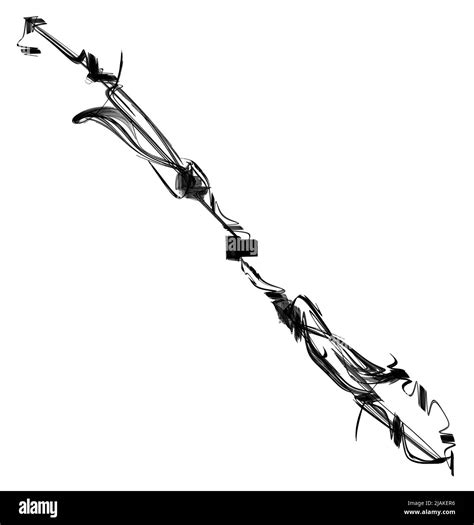 Black Ink Flowing Center Box Line Shape Abstract Illustration Horizontal Isolated Over White