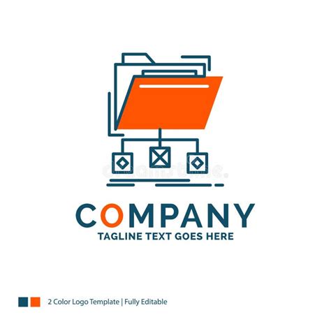 backup data files folder network logo design blue and orang stock