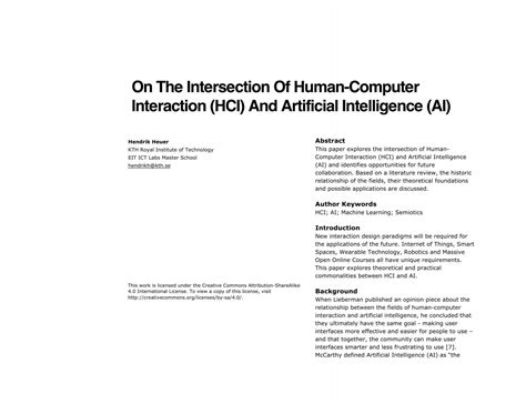 Heuer On The Intersection Of Human Computer Interaction Hci And