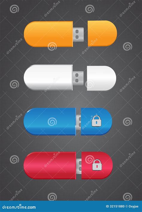 USB Flash Memory Set Stock Illustration Illustration Of Design