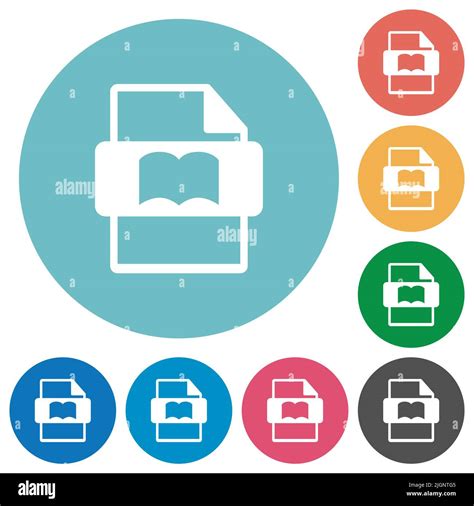 Book File Type Flat White Icons On Round Color Backgrounds Stock Vector Image And Art Alamy