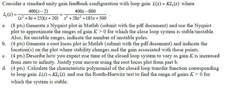 Solved Consider A Standard Unity Gain Feedback Configuration Chegg Com