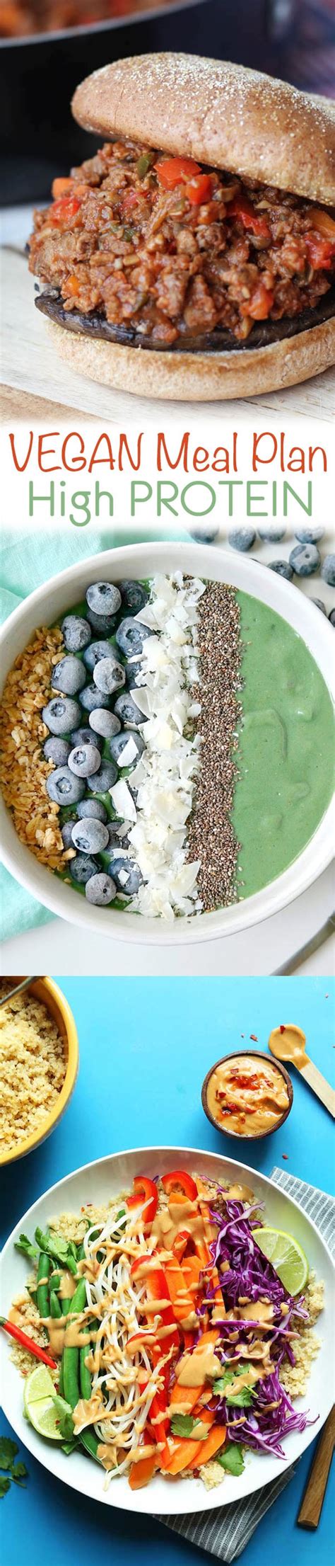 One Week High Protein Vegan Meal Plan Healthy Plant Based Recipes