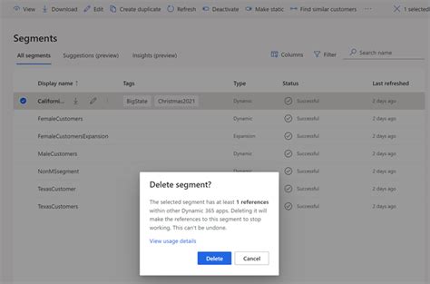 세그먼트 사용량 추적 Dynamics 365 Customer Insights Microsoft Learn