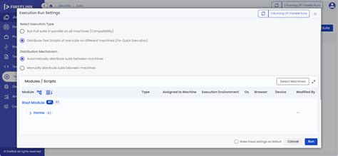 execution run settings