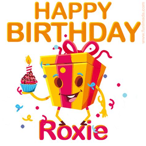 Happy Birthday Roxie Cheerful Gift Box Gif Download On Funimada Com