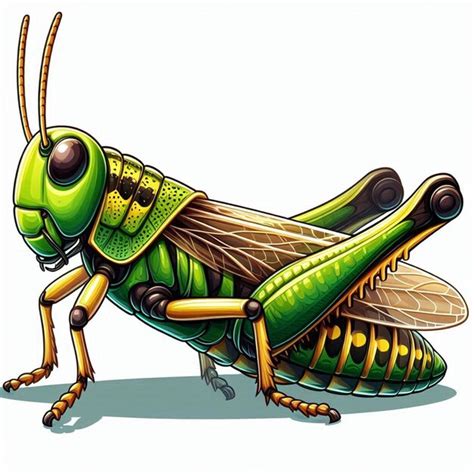 Cute Grasshopper Vector Cartoon Illustration White Background Premium Ai Generated Vector