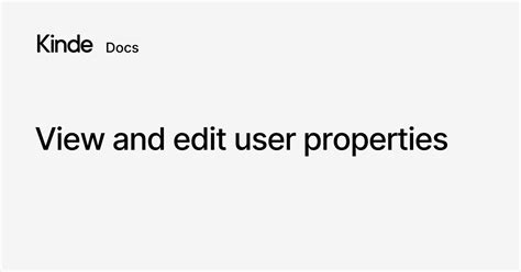 View And Edit User Properties Kinde Docs