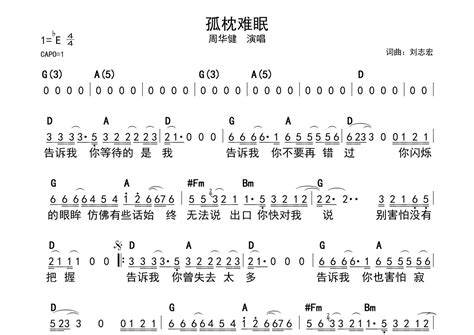 孤枕难眠简谱 周华健 琴谱网