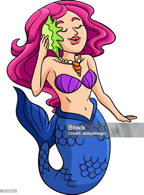 Ilustración De Hermosa Sirena Caricatura Clipart Coloreada Y Más