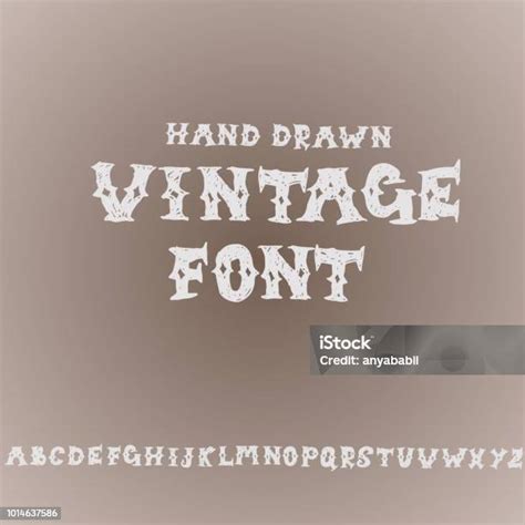 그런 지 빈티지 위스키 폰트입니다 오래 된 손수 Skript을 표시 합니다 현대 브러쉬 라벨 레터링입니다 벡터 인쇄 술 일러스트입니다 건조한에 대한 스톡 벡터 아트 및 기타