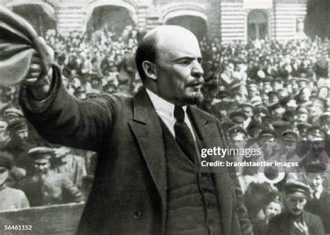 Russian Communist Revolutionary Leader Vladimir Lenin Giving A
