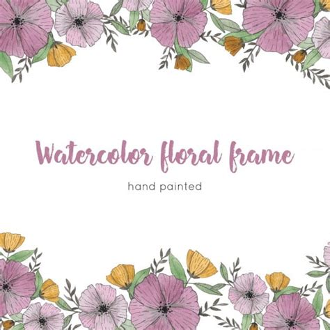 กรอบรูปดอกไม้สีน้ำวาดด้วยมือ Eps Uidownload