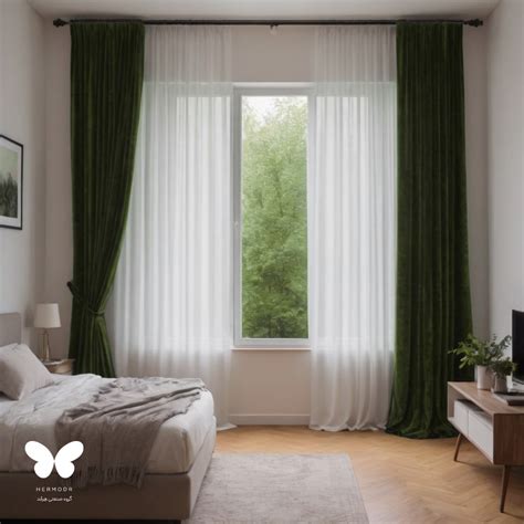 پرده آماده مخمل رنگ سبز