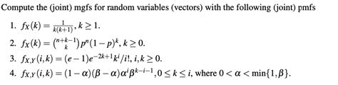 Compute The Joint Mgfs For Random Variables