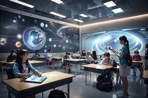 Premium Ai Image The Integration Of Augmented Reality In The Futuristic Classroom