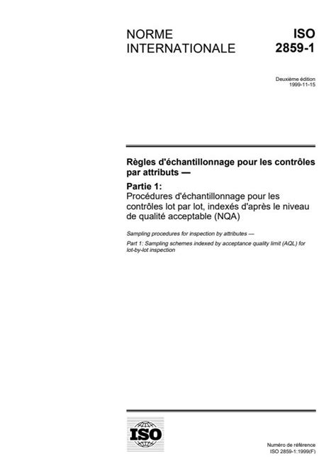 Iso 2859 1 1999 Sampling Procedures For Inspection By Attributes — Part 1 Sampling Schemes