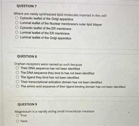 Solved Where Are Newly Synthesized Lipid Molecules Inserted
