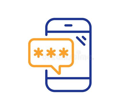 Phone Password Line Icon Cyber Defence Sign Vector Stock Vector Illustration Of Approved