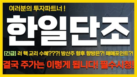 한일단조 주가전망 러 핵 교리 수혜 방산주 향후 향방은 매매포인트 결국 주가는 이렇게 됩니다 필수 시청 Youtube