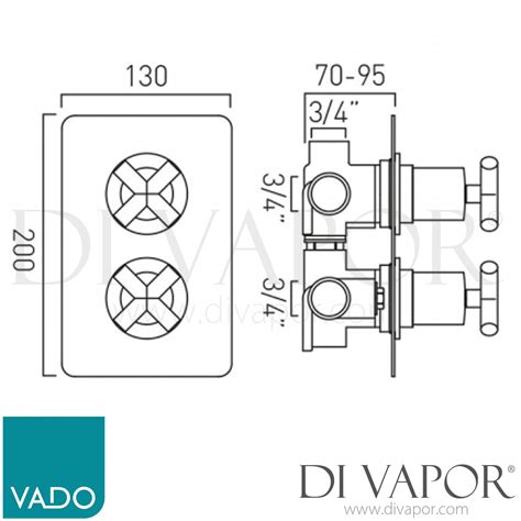 Vado Ele 148d3sq Cp Dx Elements 3 Outlet 2 Handle Concealed