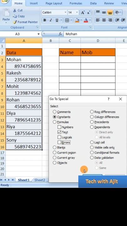 Excel Ke Andar Number Ur Text Ko Alag Kaise Kre Excel Ytshorts Excel Viral Msword