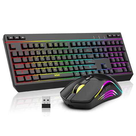 Redthunder K20 Wireless Keyboard And Mouse Combo Full Size Anti Ghosting Keyboard With