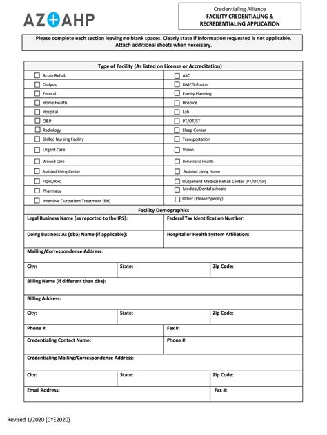 Credentialing Alliance Facility Credentialing And Recredentialing Application Facility