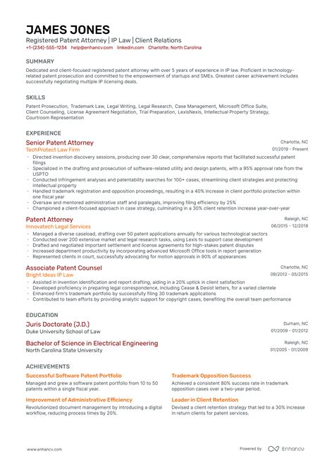 Patent Lawyer Resume Examples Guide For