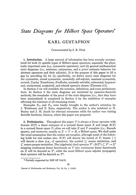 Pdf State Diagrams For Hilbert Space Operators