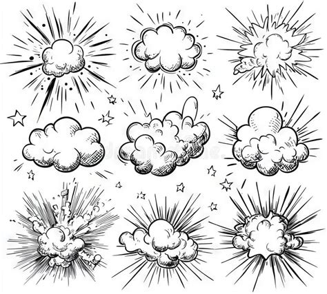Hand Drawn Explosion Speech Bubble With Splash Smoke Comic Doodle Sketch Exploding Speech